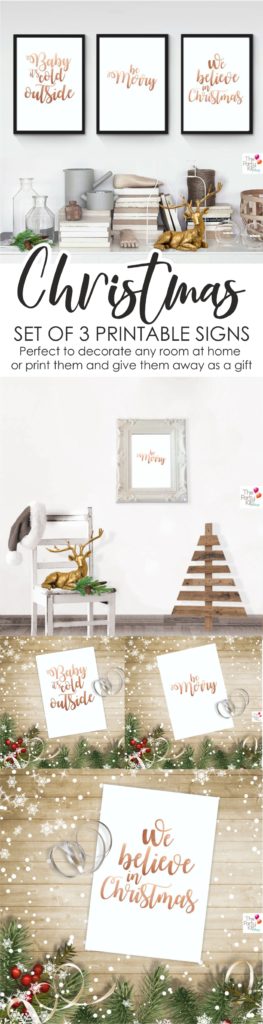 Christmas Signs in gold rose - thepartykitshop